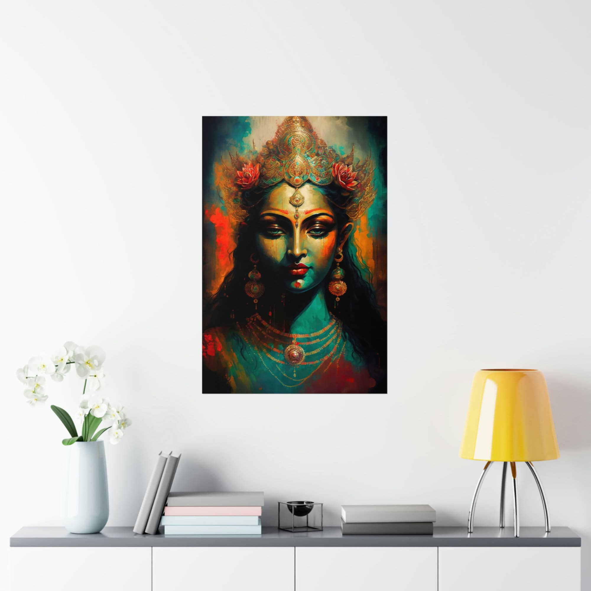 Lakshmi Art Goddess Art Divine Feminine Goddess Painting Shakti Fertility Goddess Hindu Wall Art ...