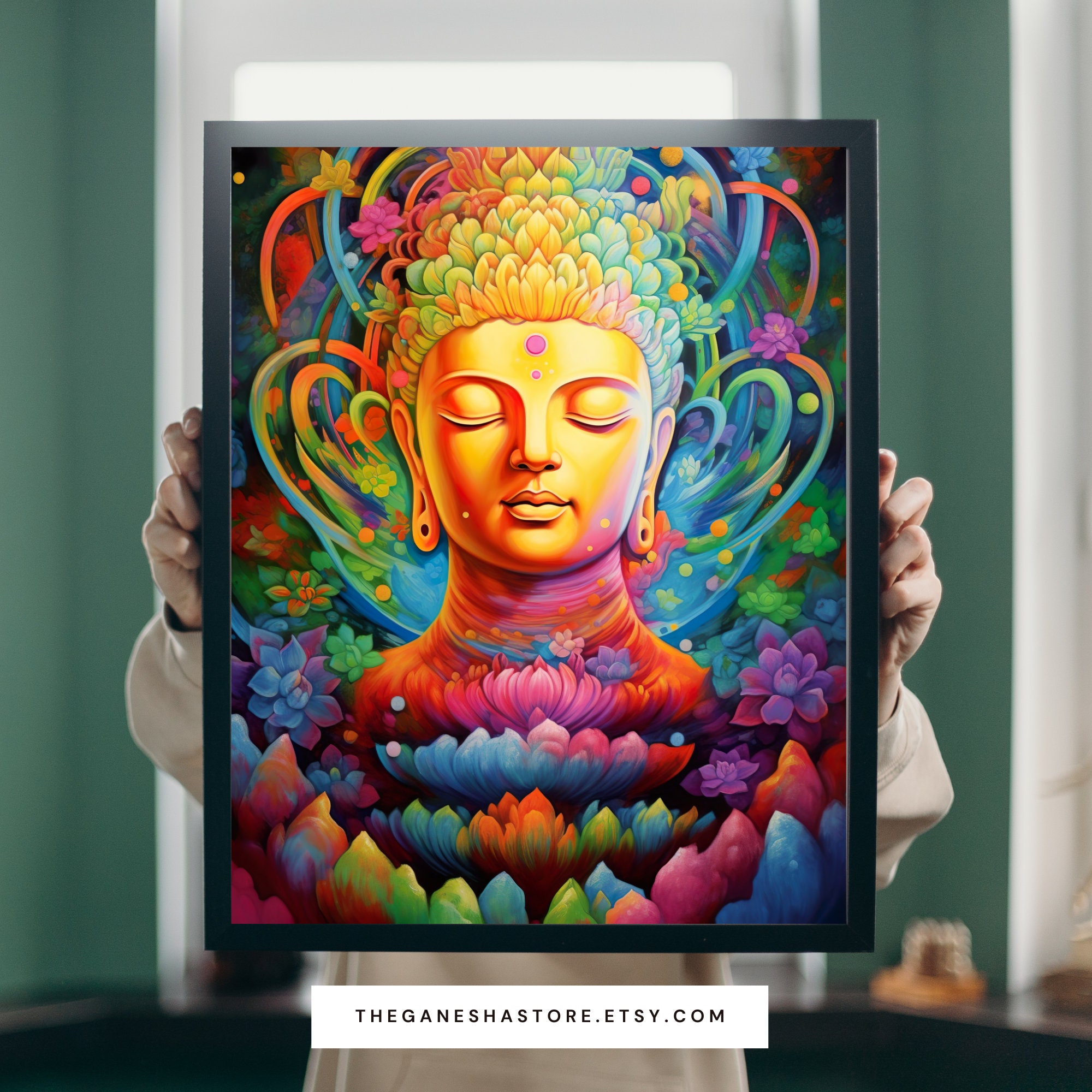 Framed Psychedelic Art Print of Lord Buddha Buddha Painting Hippy ...