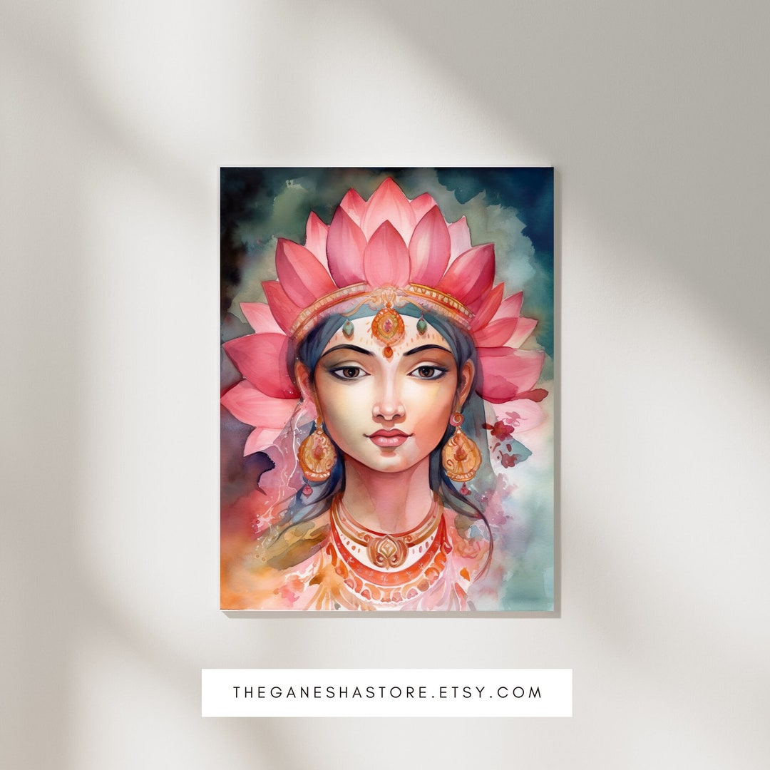 Hindu Goddess Lakshmi Printable Art | Goddess Art | Lakshmi Painting ...