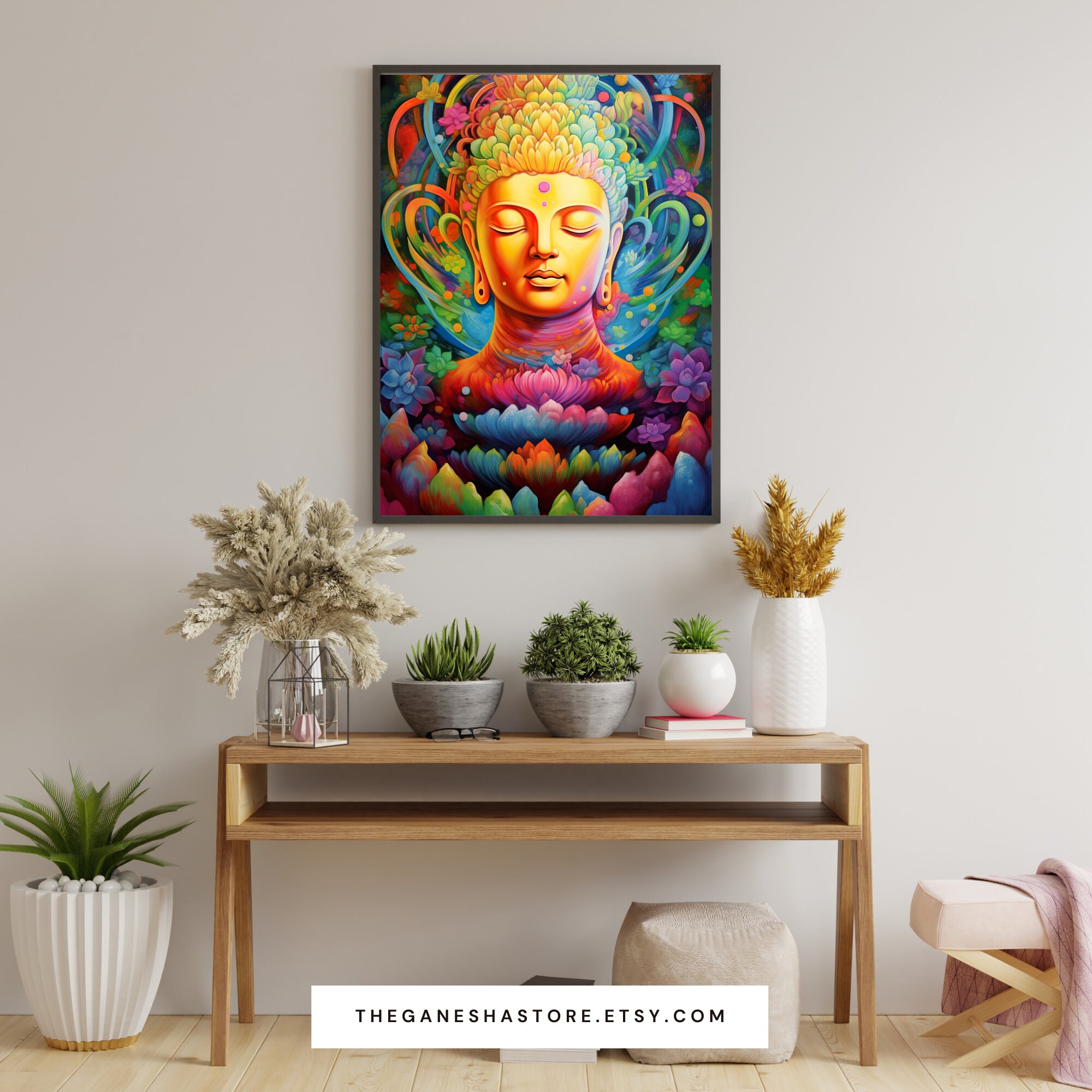 Framed Psychedelic Art Print of Lord Buddha Buddha Painting Hippy ...