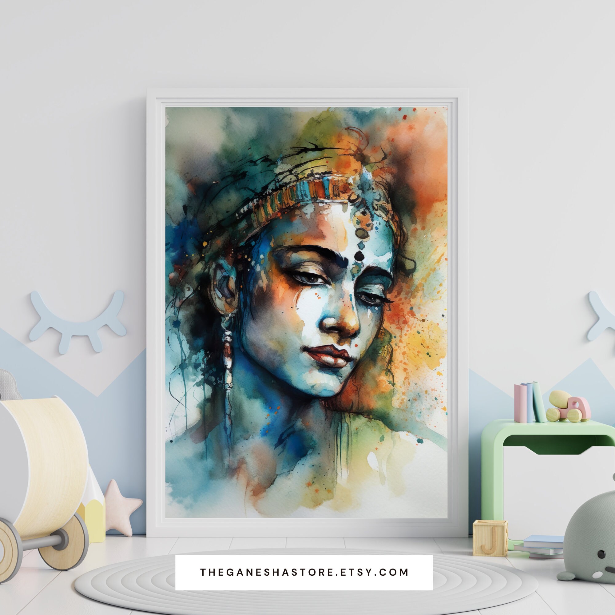 Sri Krishna Printable Art | Hare Krishna Picture | Hindu Altar Picture ...