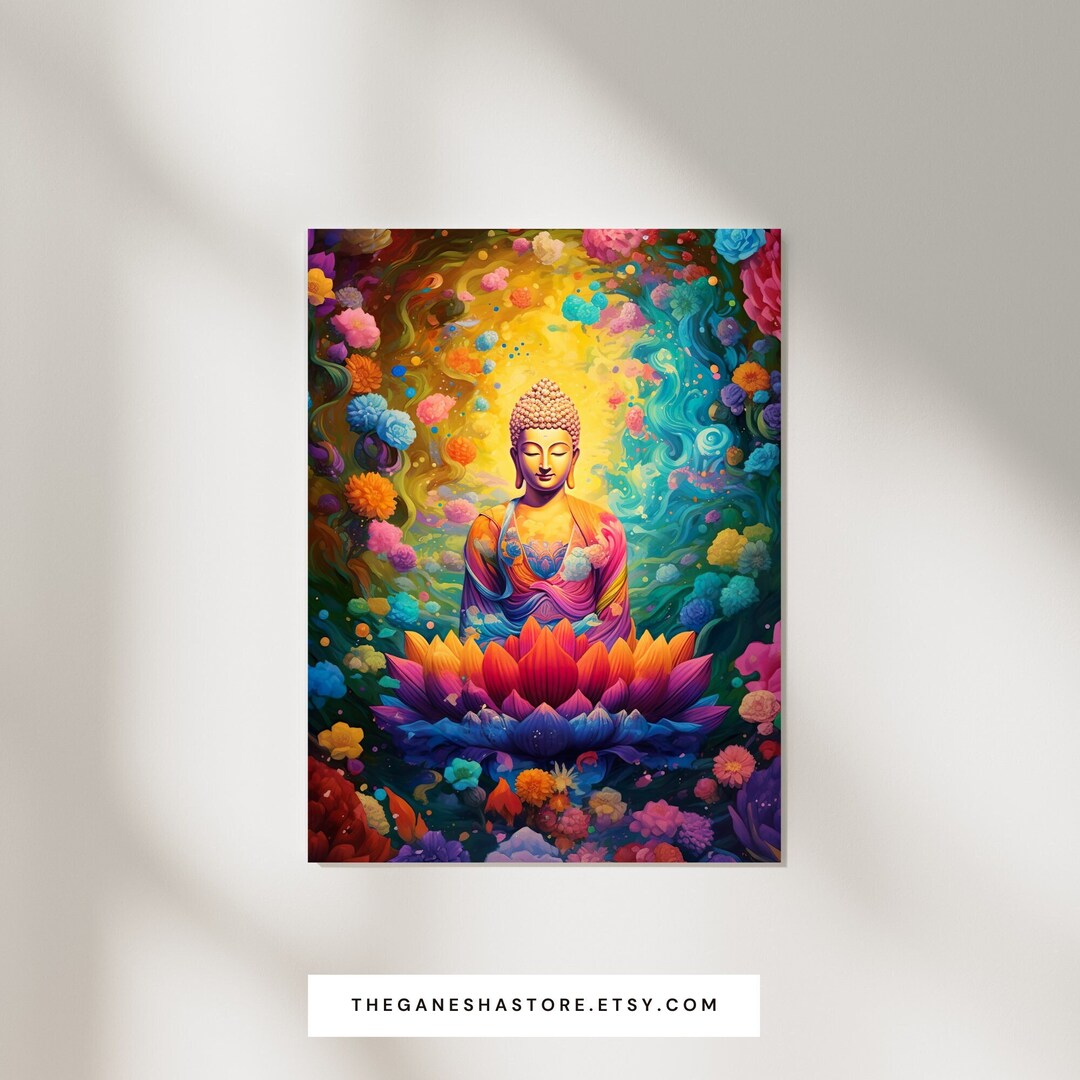 Printable Buddha Psychedelic Poster | Buddha Print | Buddha Painting ...
