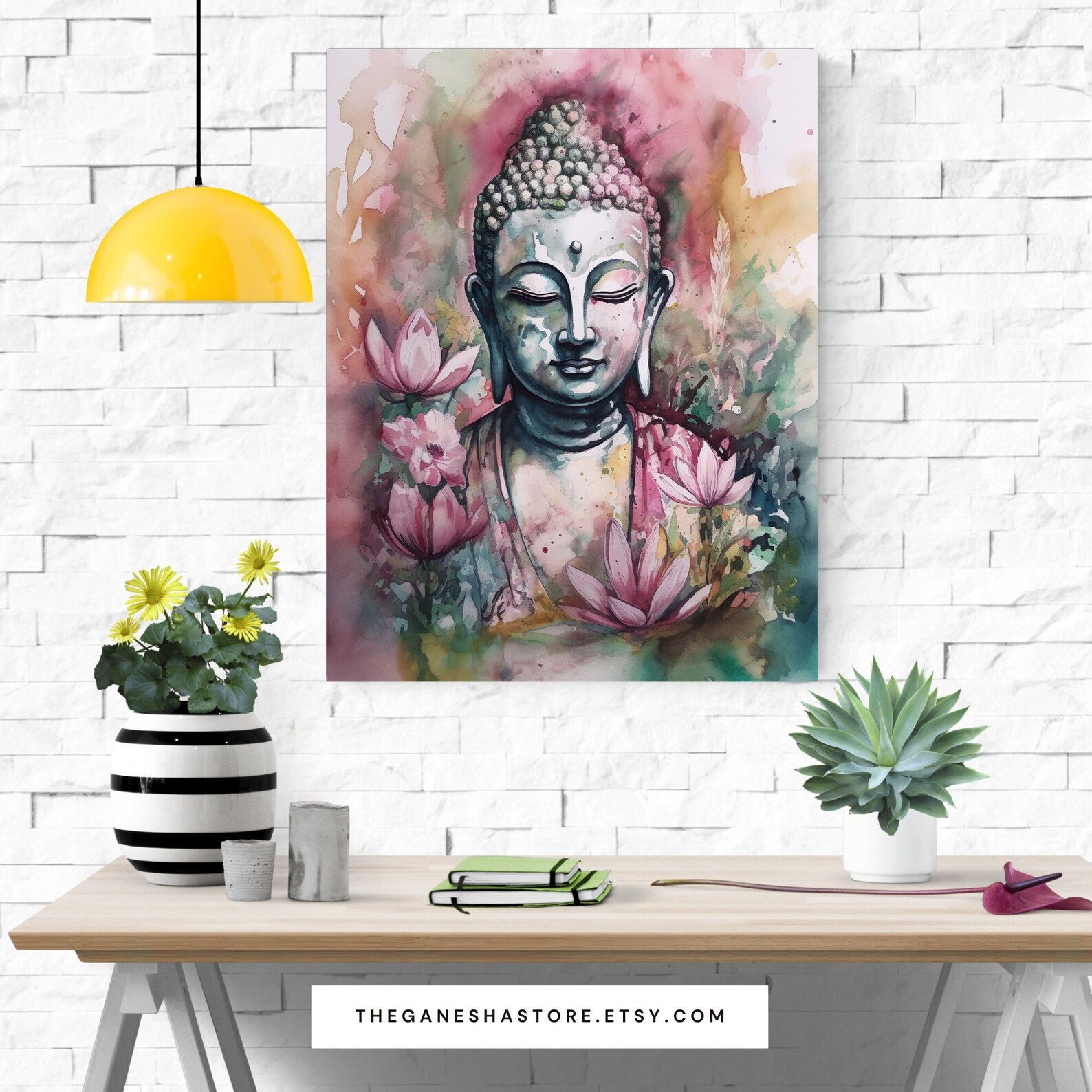Buddha Art Print | Pink Flowers Art | Buddha Picture | Buddha Print ...