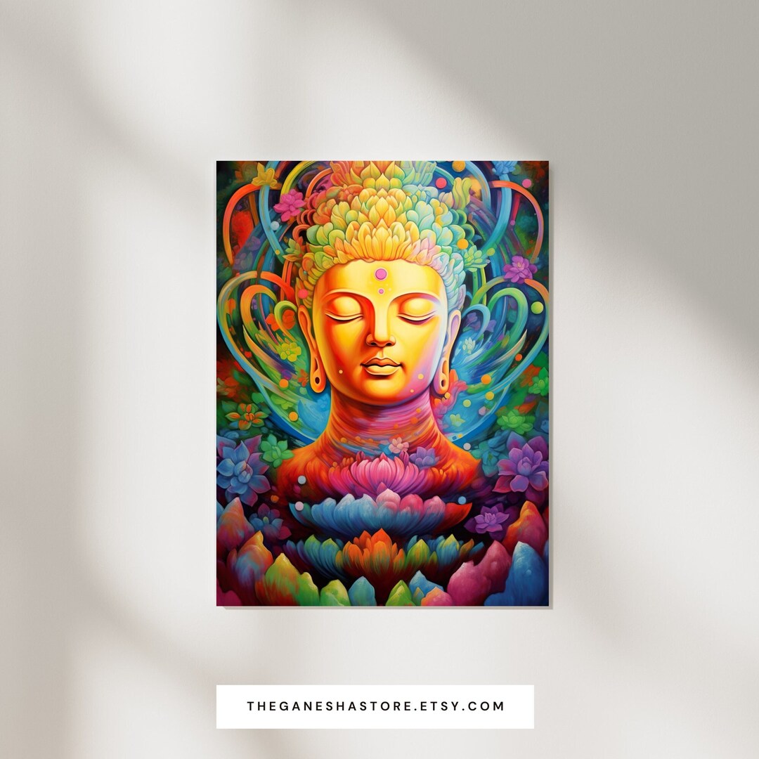 Printable Psychedelic Buddha Painting | Buddha Art | Psychedelic Poster ...