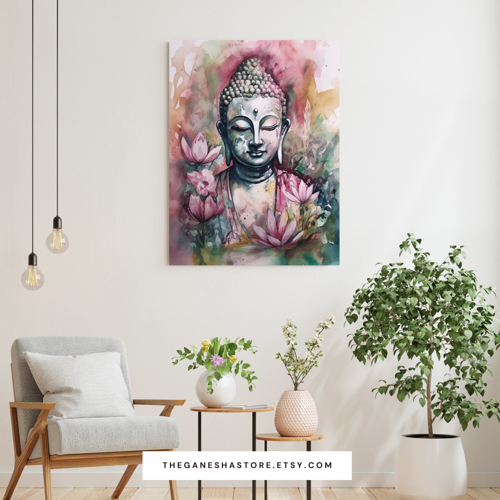 Buddha Art Print Pink Flowers Art Buddha Picture Buddha - Etsy