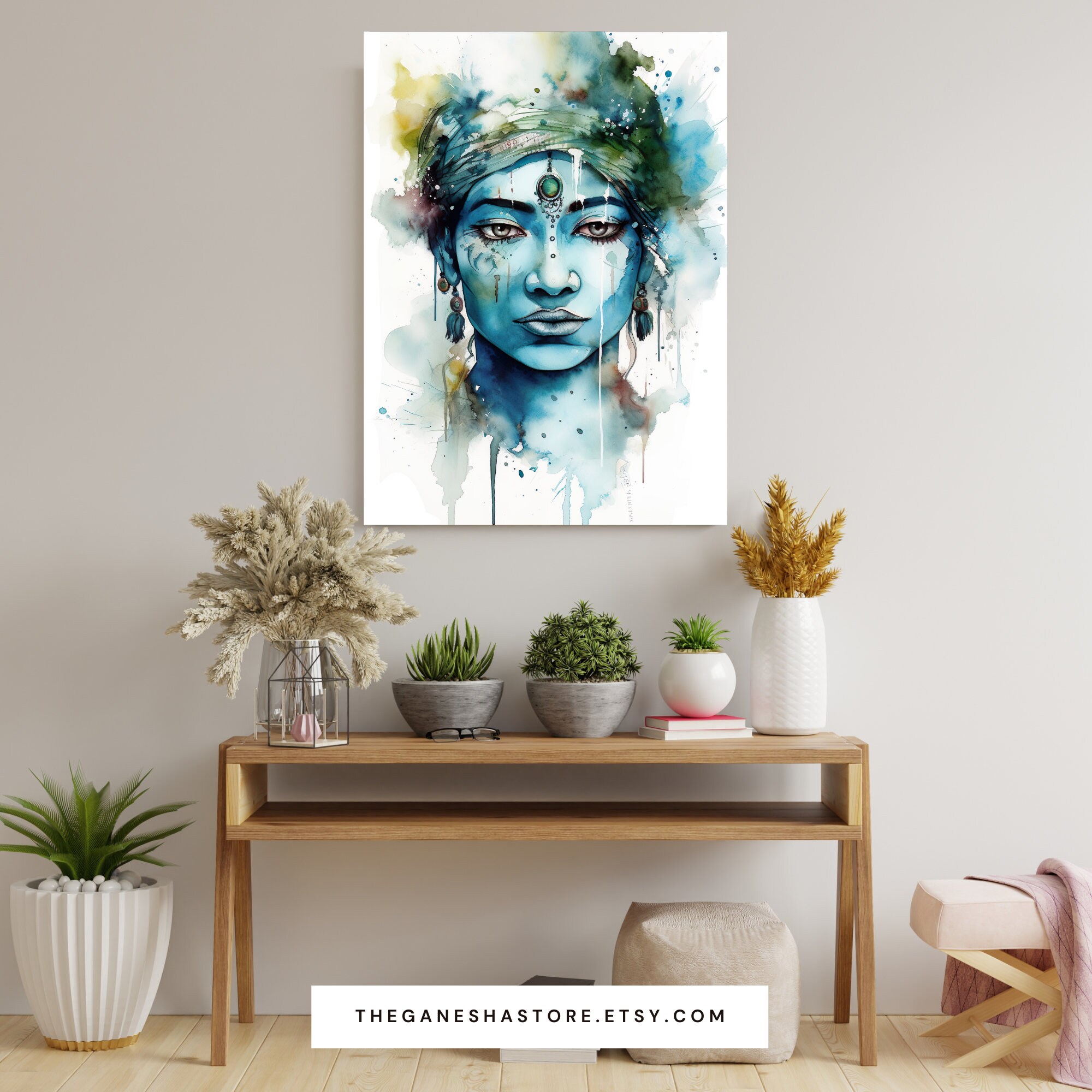 Krishna Watercolor Spiritual Art Print | Krishna Art | Krishna Painting ...
