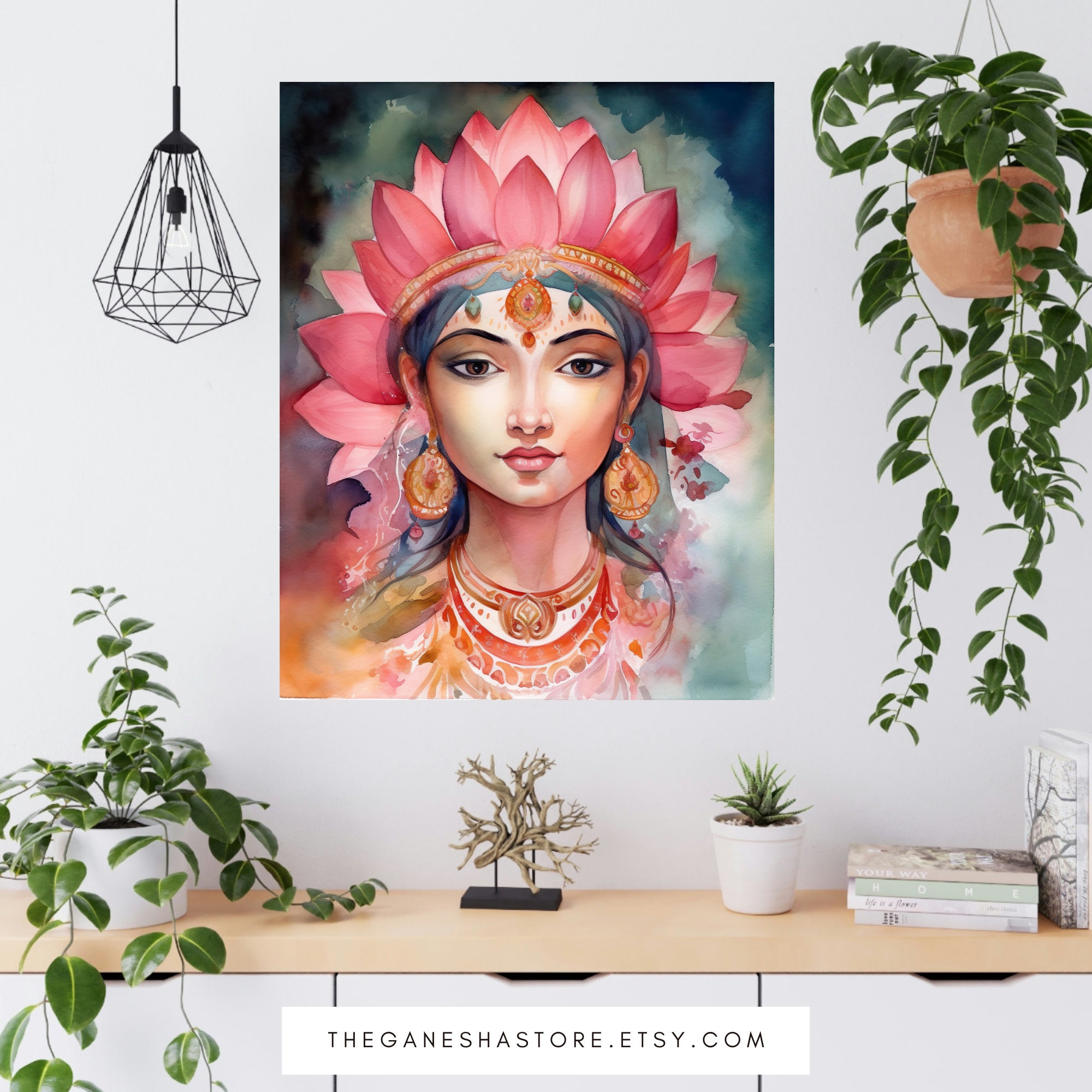 Hindu Goddess Lakshmi Printable Art | Goddess Art | Lakshmi Painting ...