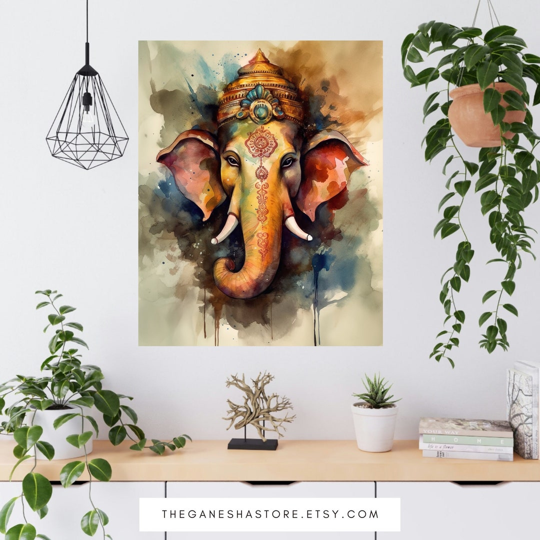 Lord Ganesh Wall Art | Ganesha Watercolor | Ganesh Poster | Ganesha ...