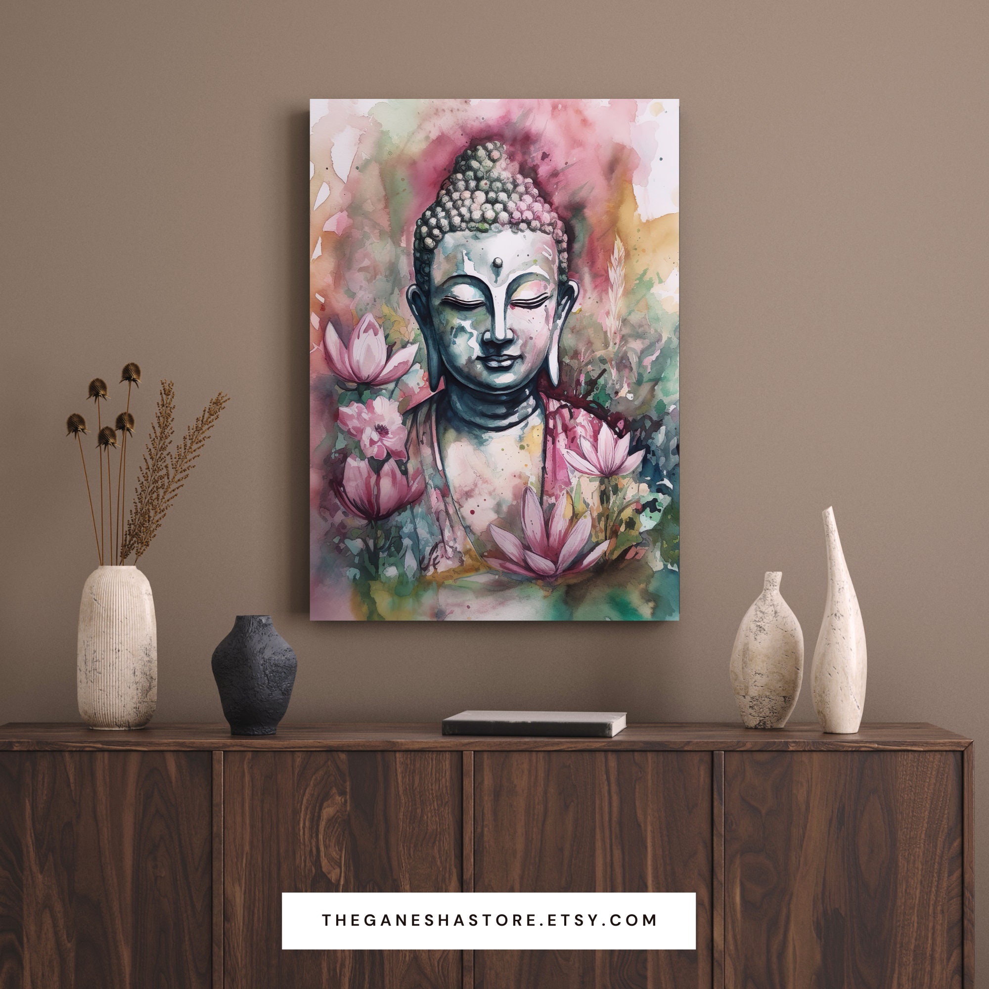 Buddha Art Print Pink Flowers Art Buddha Picture Buddha - Etsy