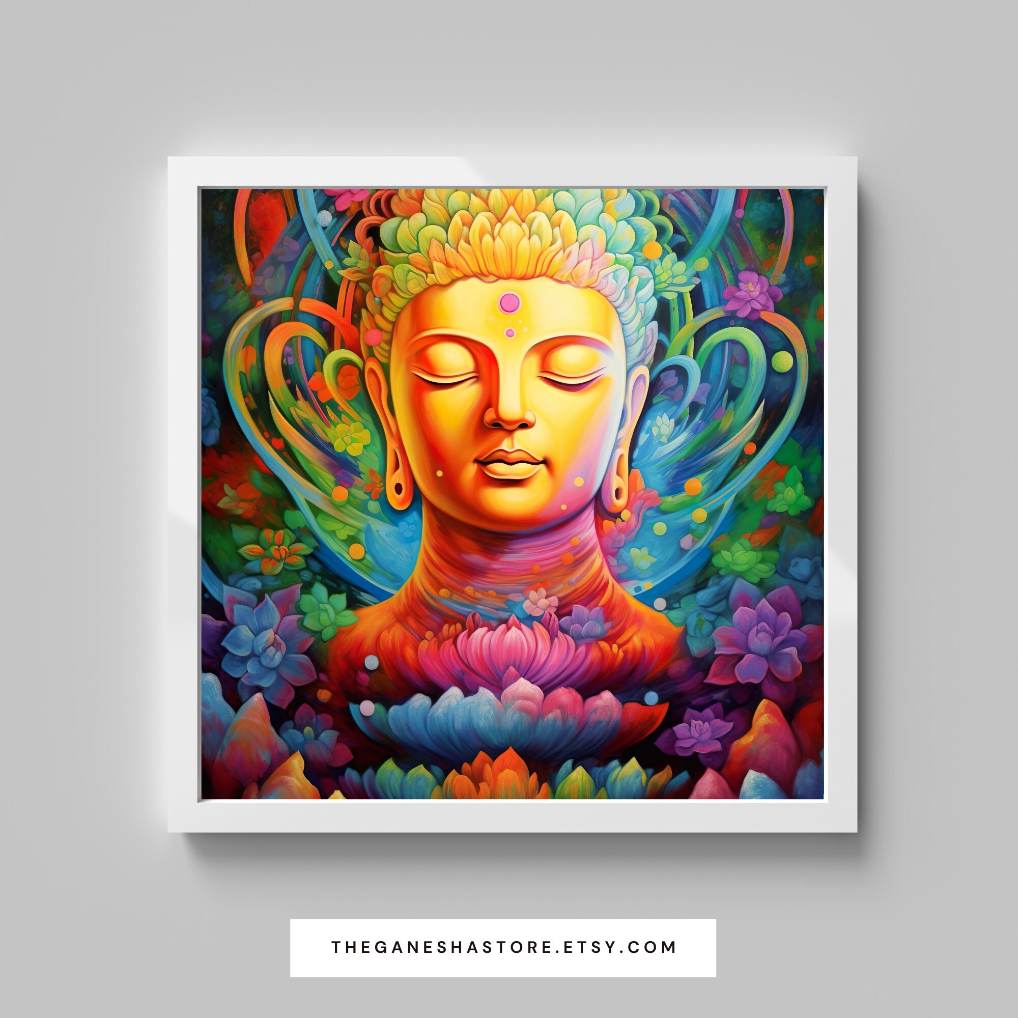 Framed Psychedelic Art Print of Lord Buddha Buddha Painting Hippy ...