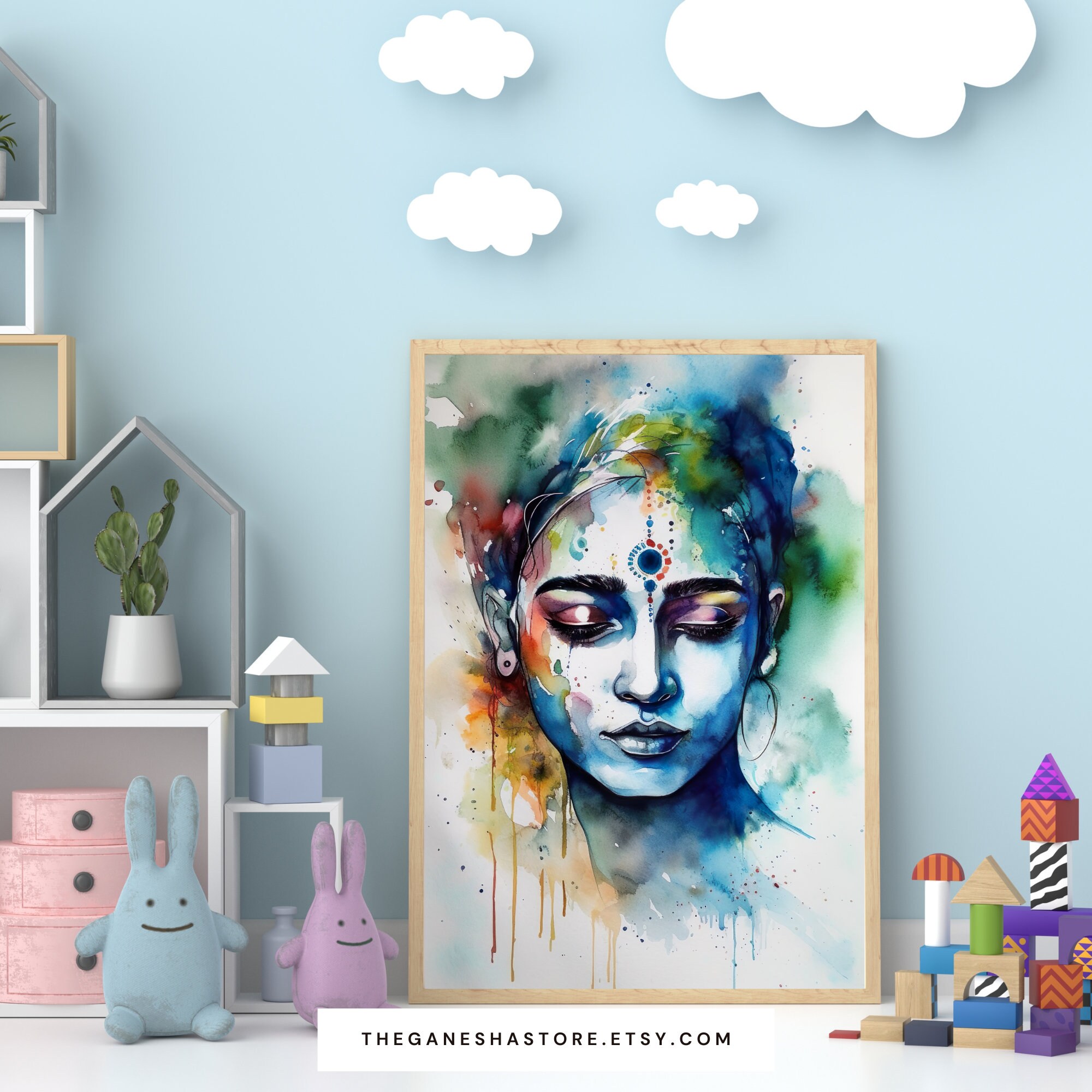 Enchanting Krishna Painting Printable Yoga Art | Krishna Picture ...