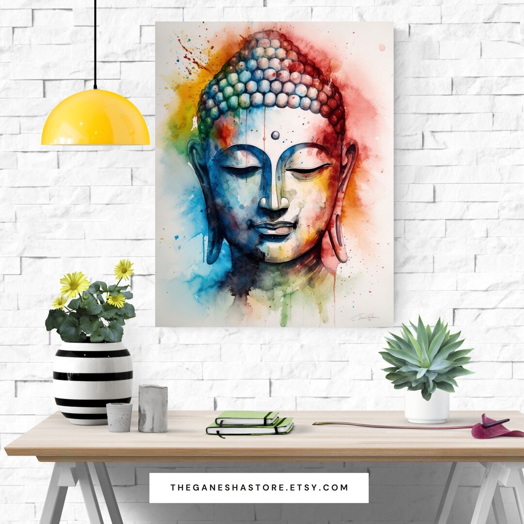 Buddha Art Print With Rainbow Colors | Meditation Art | Buddha Picture ...