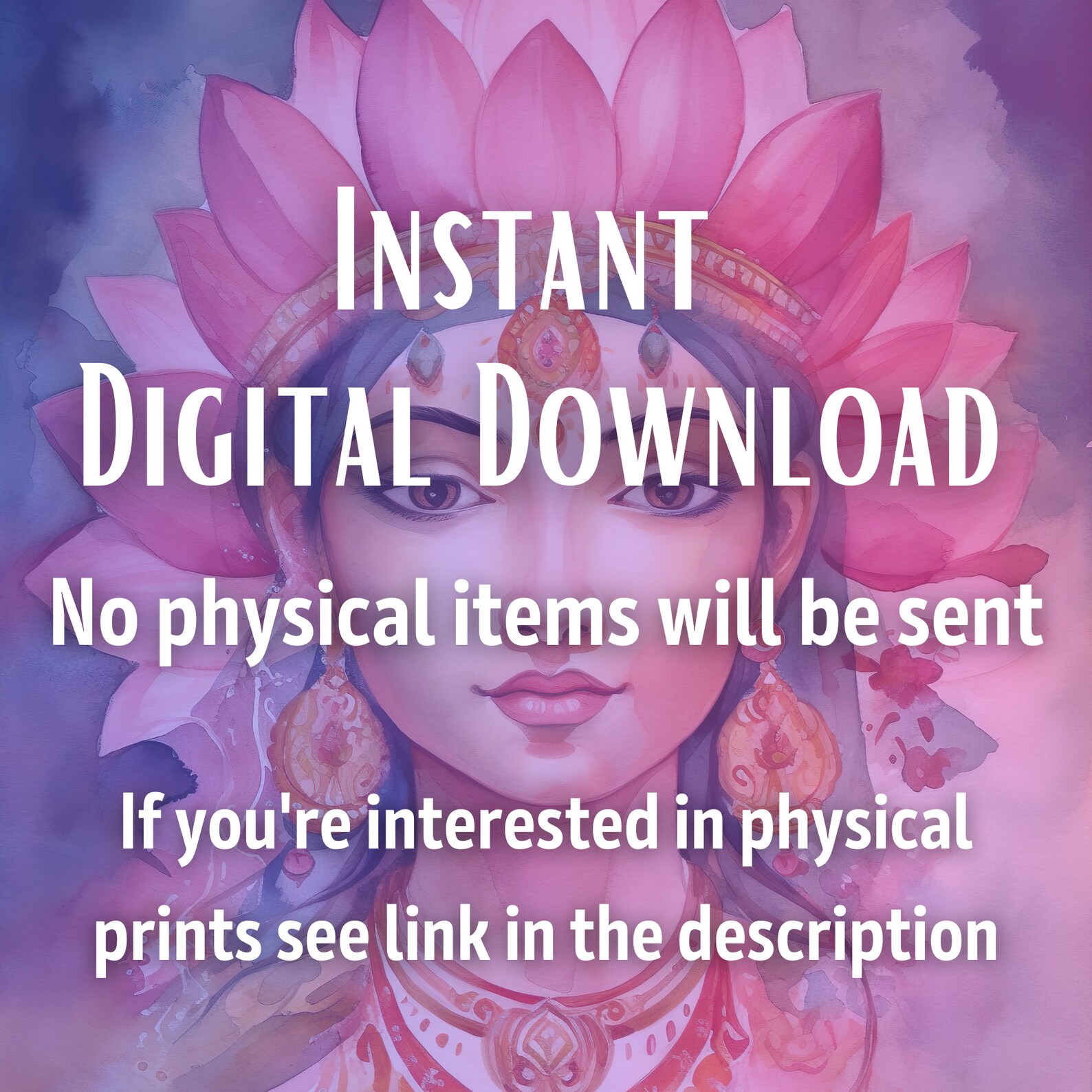 Hindu Goddess Lakshmi Printable Art | Goddess Art | Lakshmi Painting ...
