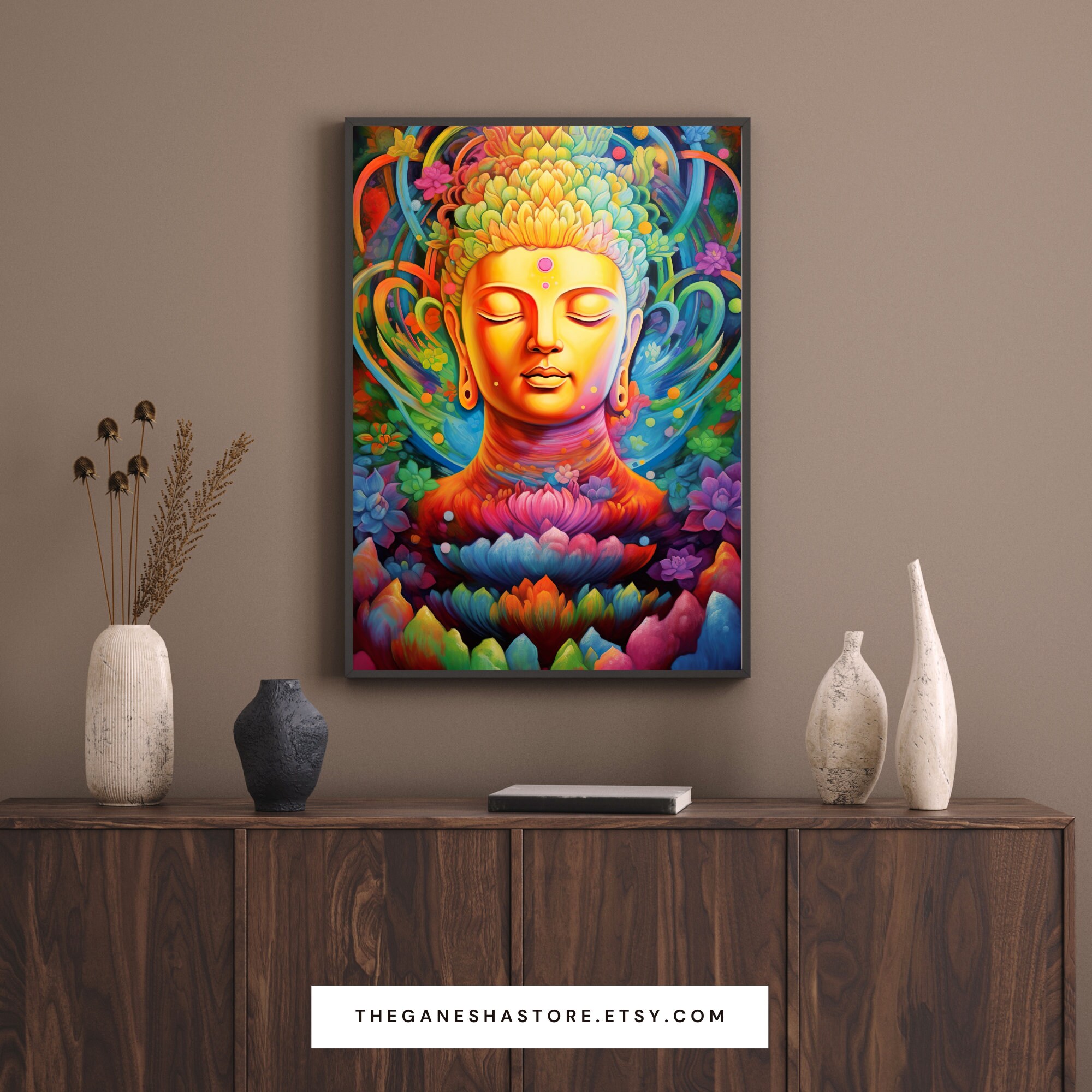 Framed Psychedelic Art Print of Lord Buddha Buddha Painting Hippy ...