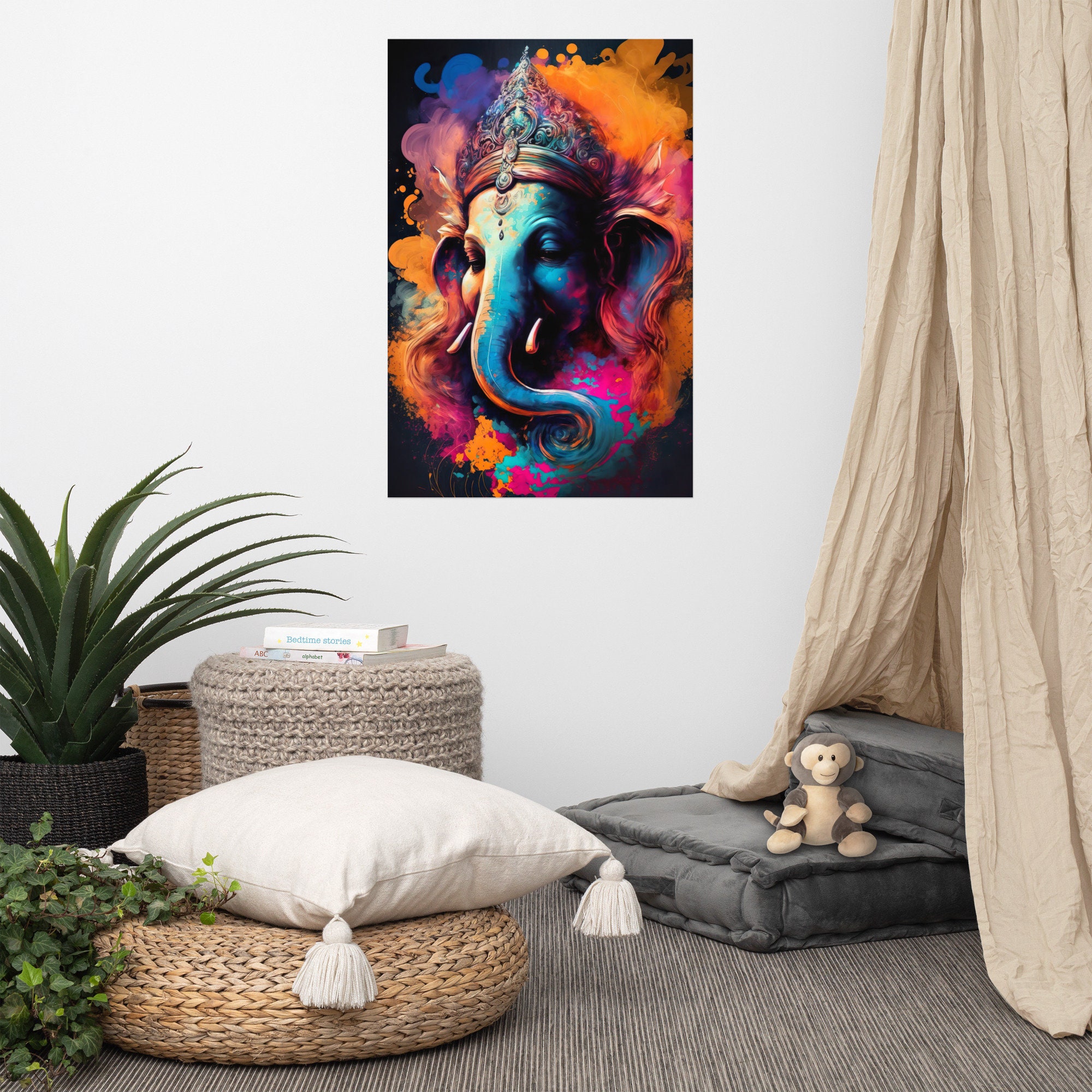 Ganesh Wall Art Yoga Art Ganesha Poster Hindu God Ganapati Ganesha Art ...