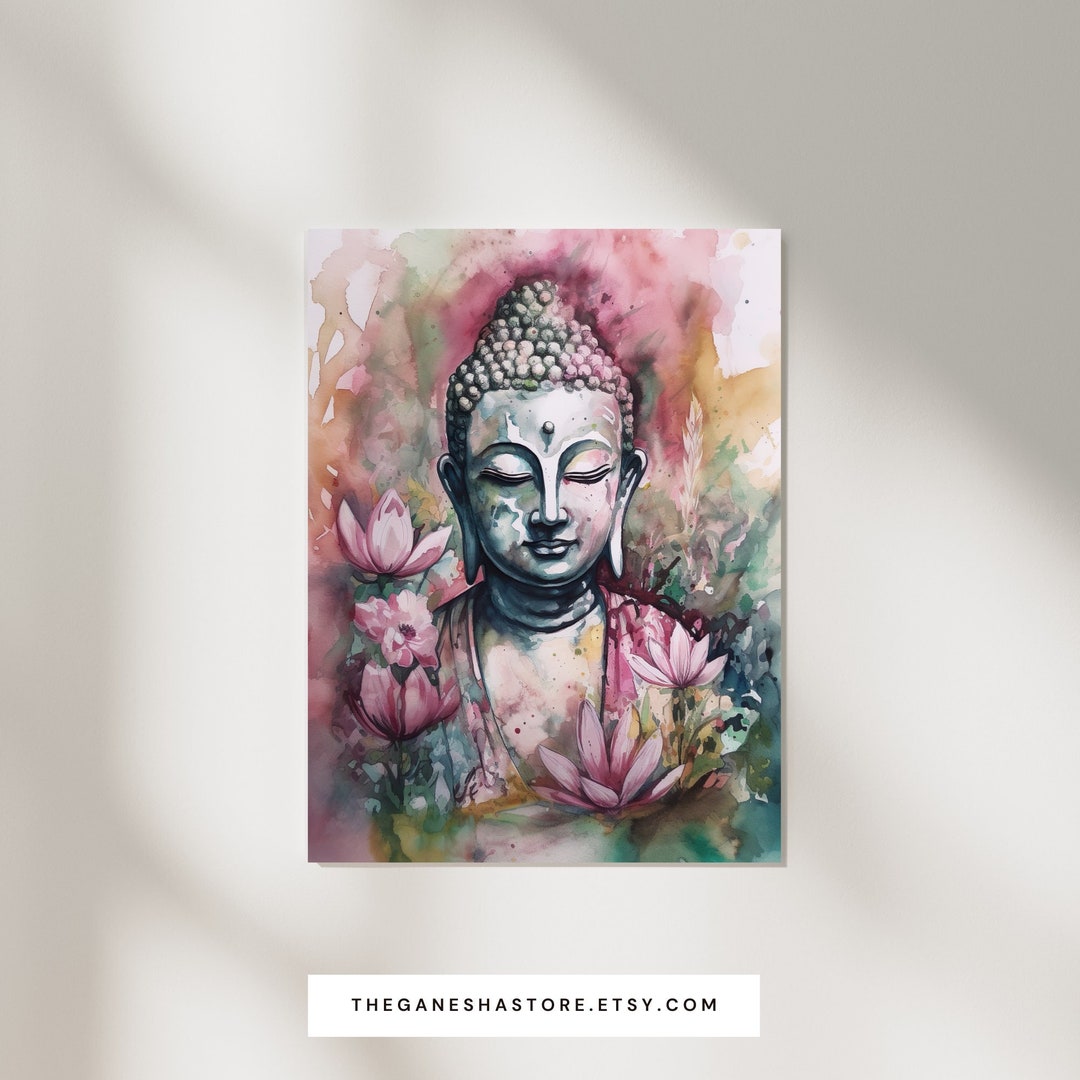 Buddha Digital Painting | Pink Flowers Art | Lotus Flowers | Buddha ...