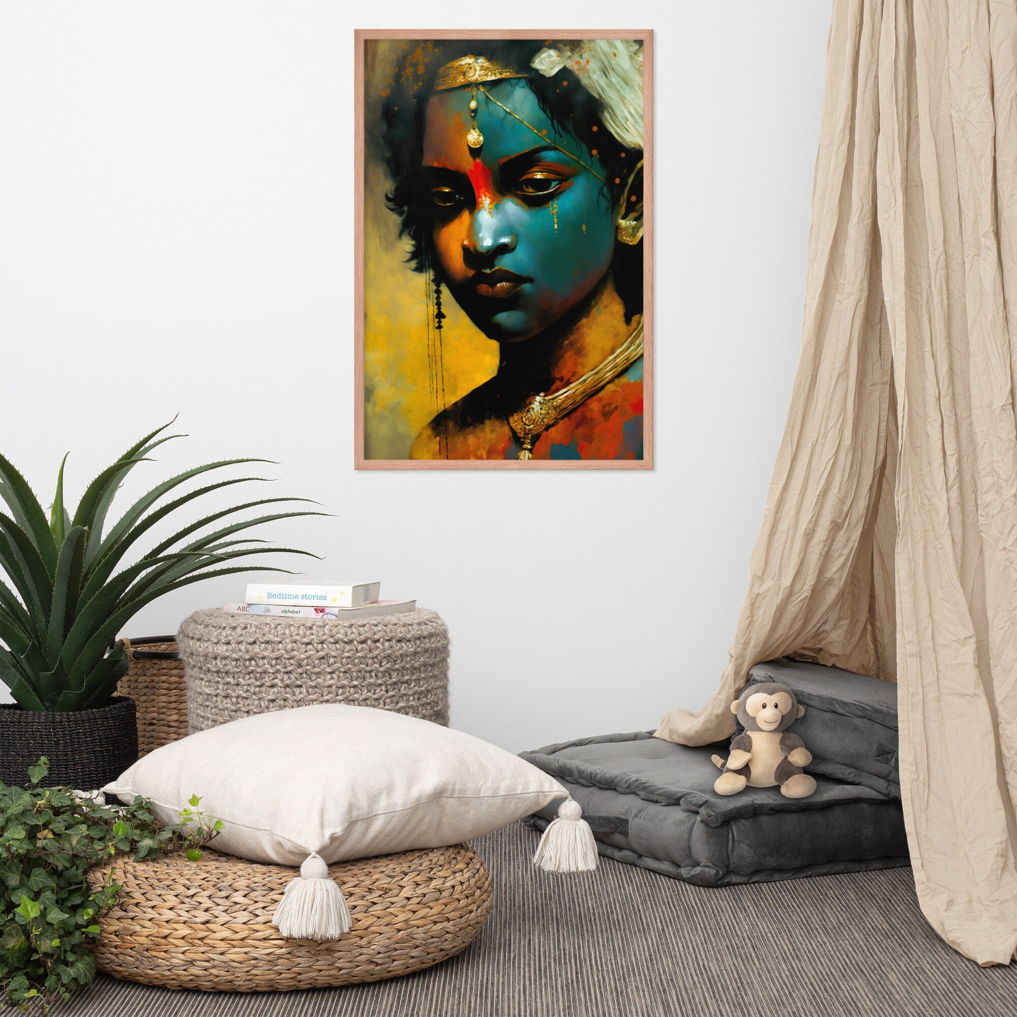 Hindu Boy Krishna Art Print - Modern Spiritual Artwork for Hindu Home ...