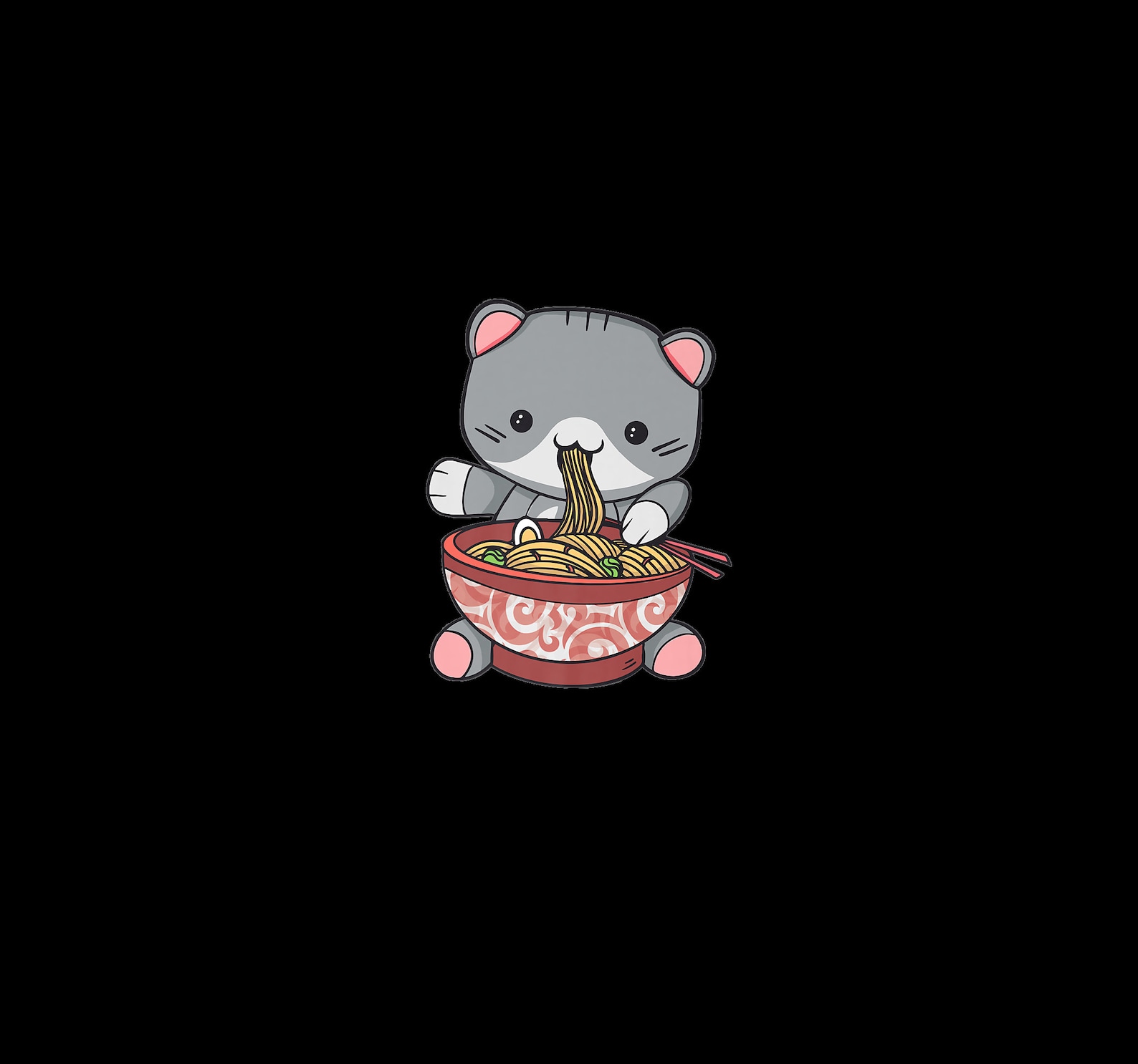 Kawaii Cute Anime Cat Eating Ramen INSTANT DOWNLOAD - PNG Printable ...