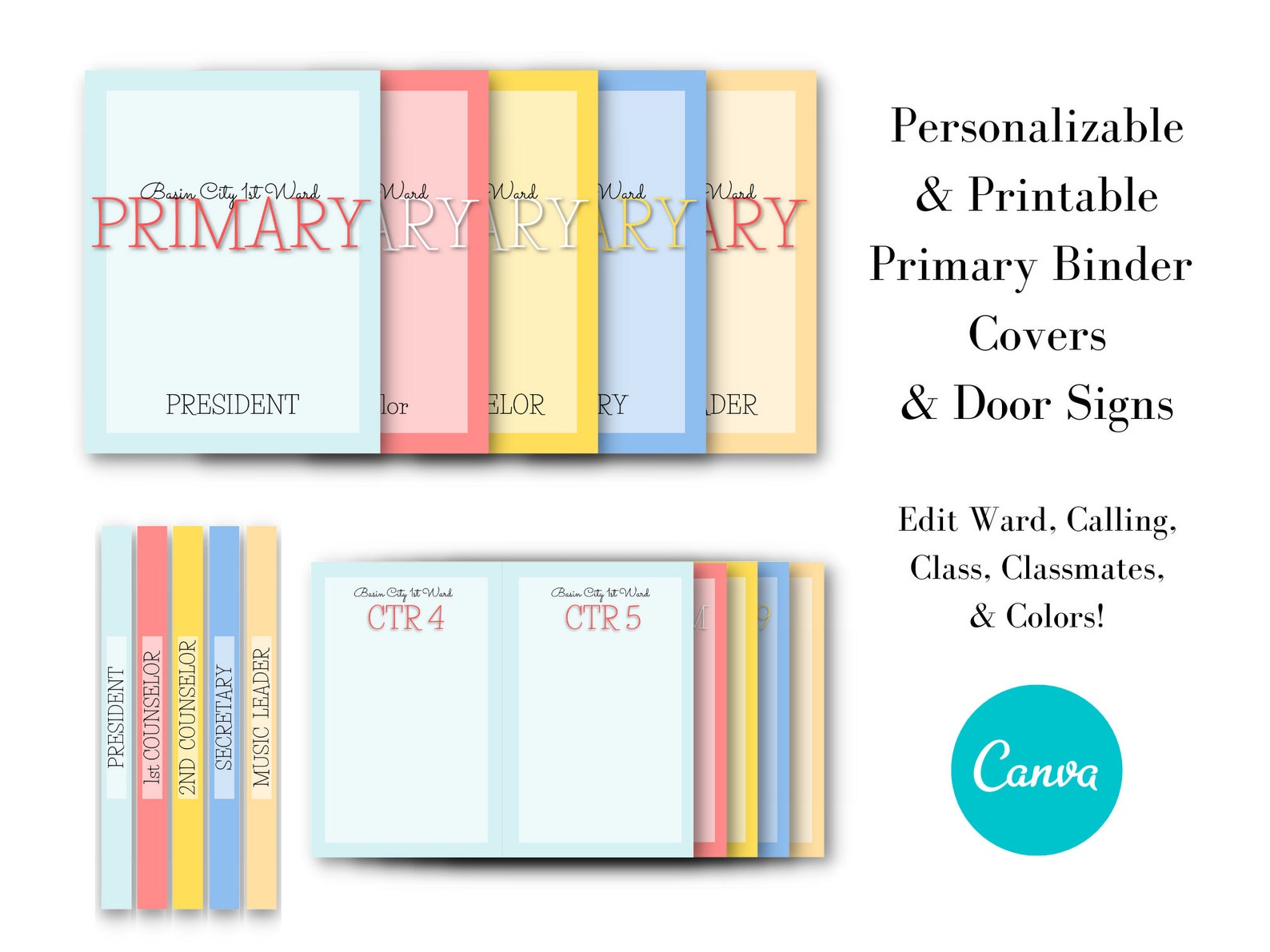 Editable Custom LDS Primary Door Signs & Binder Cover Package - Etsy