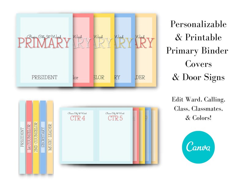 Editable Custom LDS Primary Door Signs & Binder Cover Package - Etsy