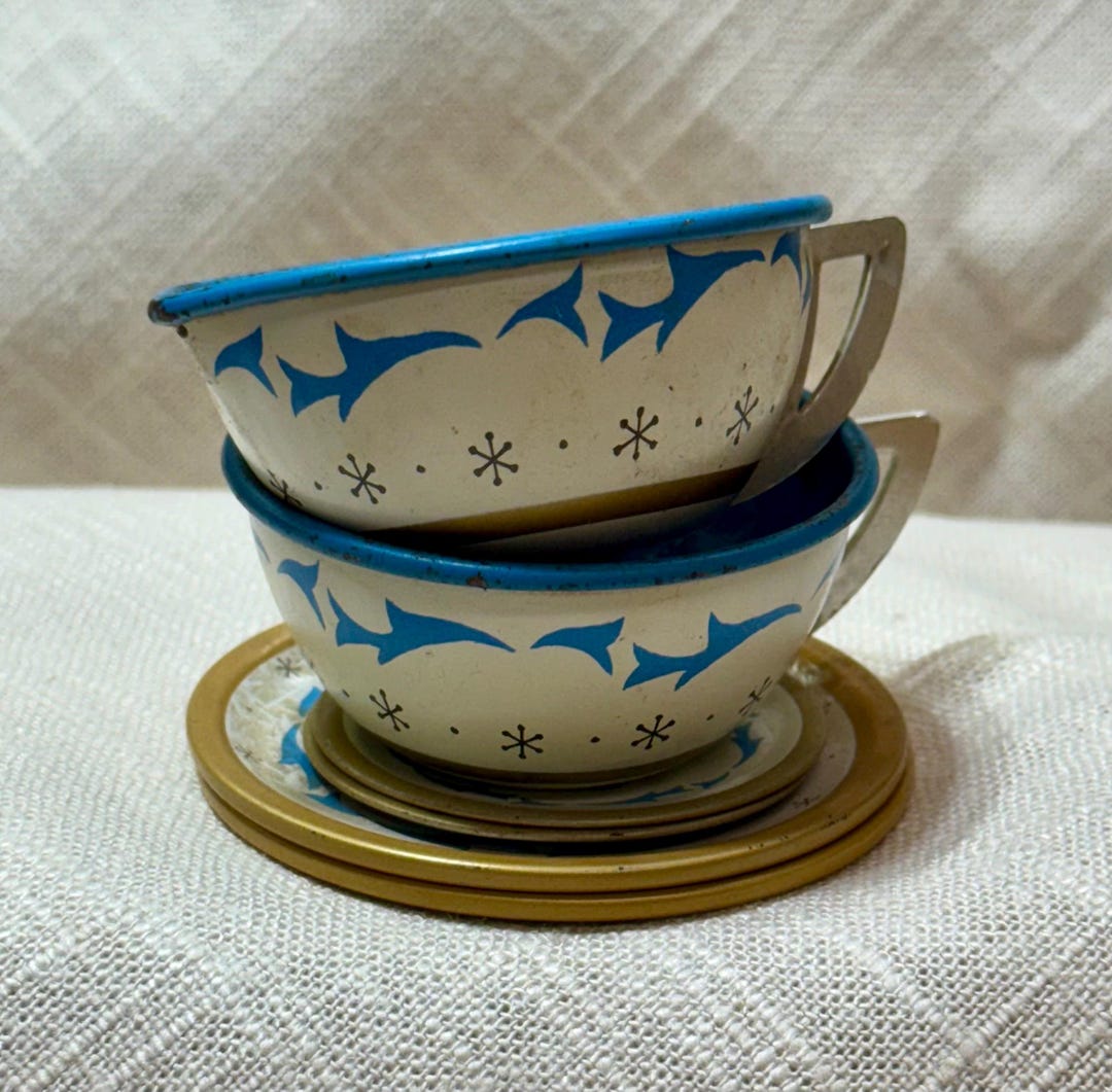 Ohio Art Tin Tea Cups and Plates-set of 2-vintage Tin Litho Toys ...
