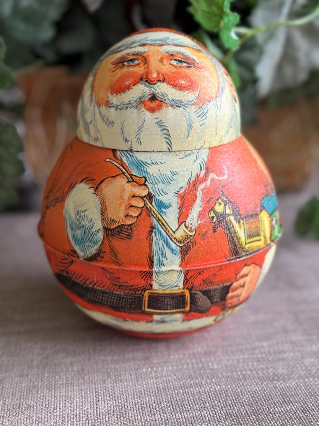 Roly Poly Tin Santa-vintage From the 1980s-bristol Ware - Etsy