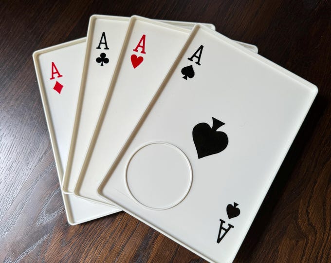 Playing Card Snack Trays-set of 4. Vintage-plastic - Etsy