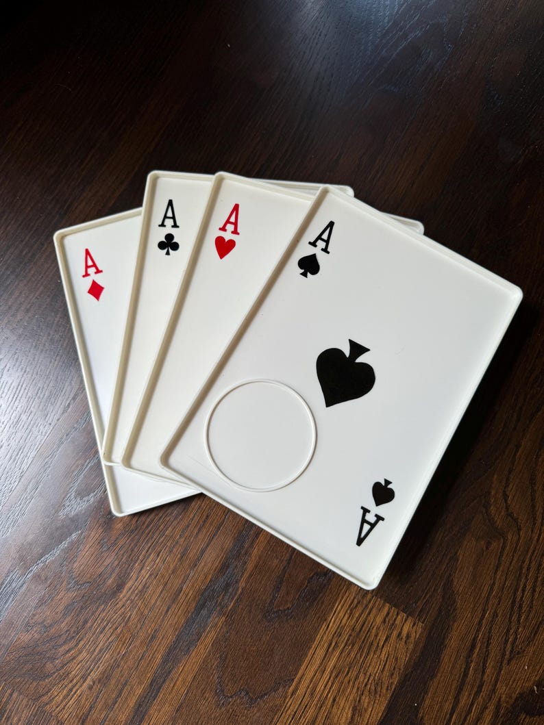 Playing Card Snack Trays-set of 4. Vintage-plastic - Etsy