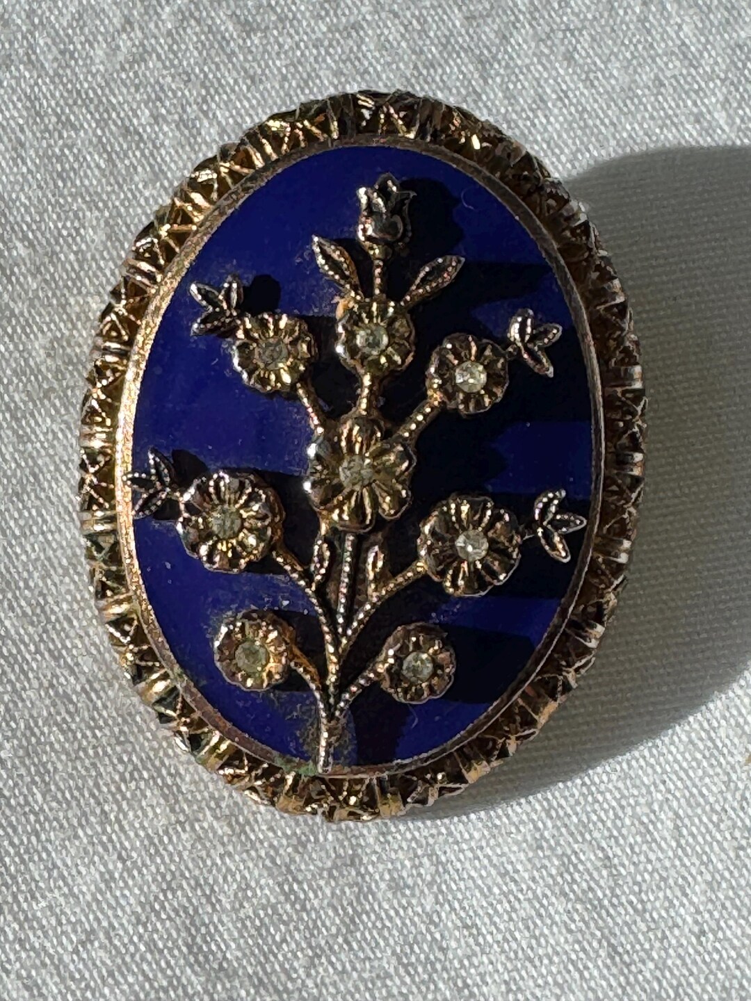 Vintage Lisner Signed Brooch Blue Enamel Rhinestone Flower Motif - Etsy