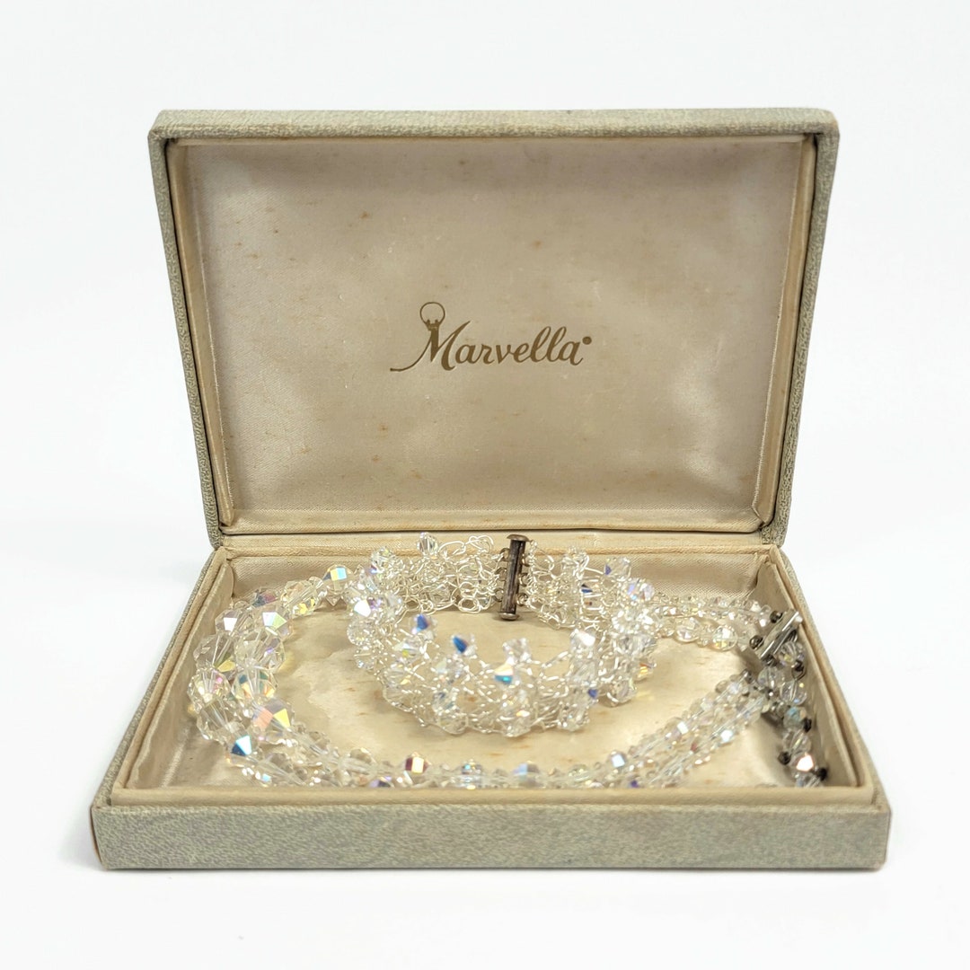 Marvella Necklace and Bracelet Set. Clear Faceted Beads With Original ...