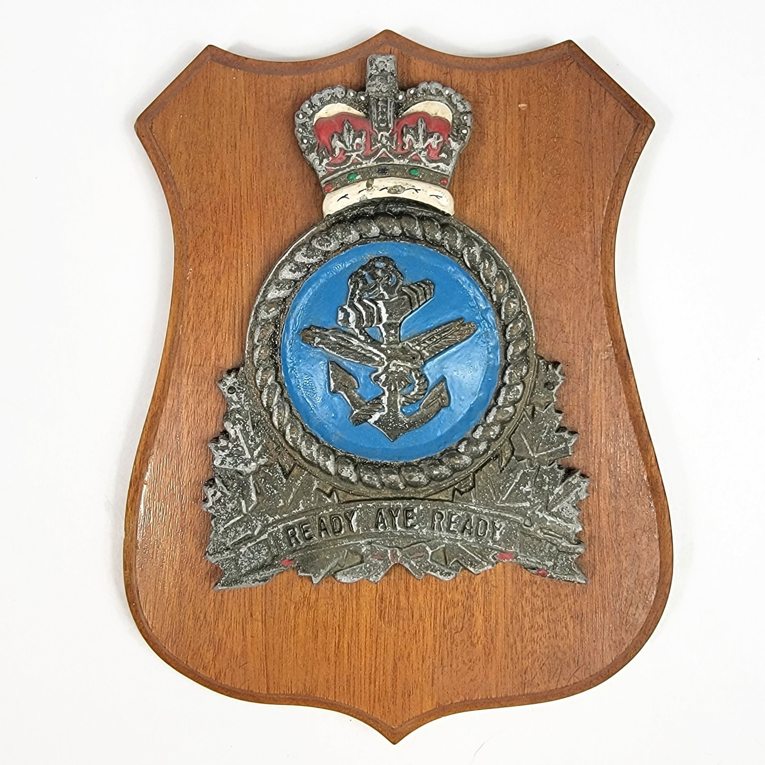 Royal Canadian Navy Ready Aye Ready Plaque Wooden Metal Ship Crest ...