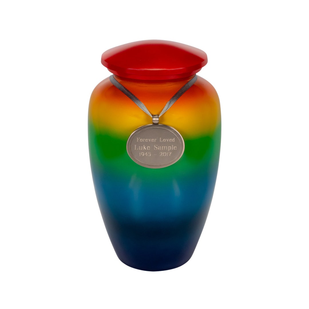 Custom Engraved True Rainbow Cremation Urn for Ashes, Aluminum, LGBTQ ...