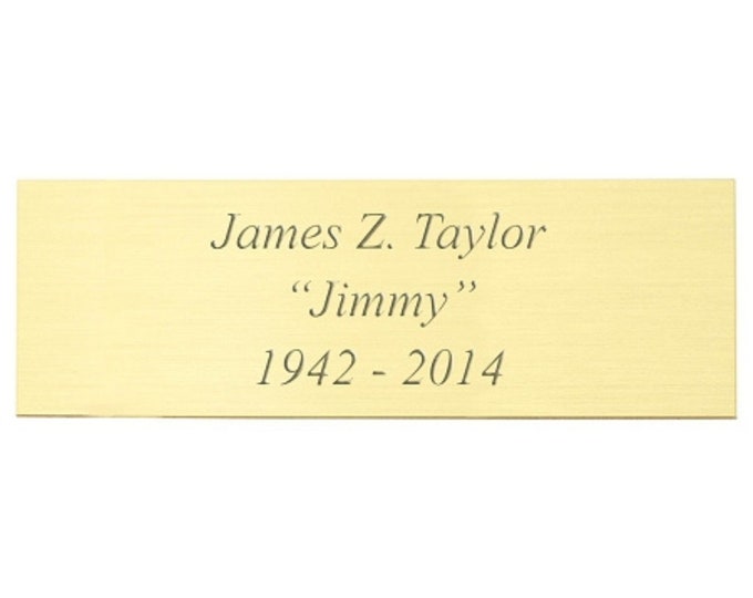 Engraved Name Plate Gold Brass, Engraved Plate for Urn Vaults or Marble ...