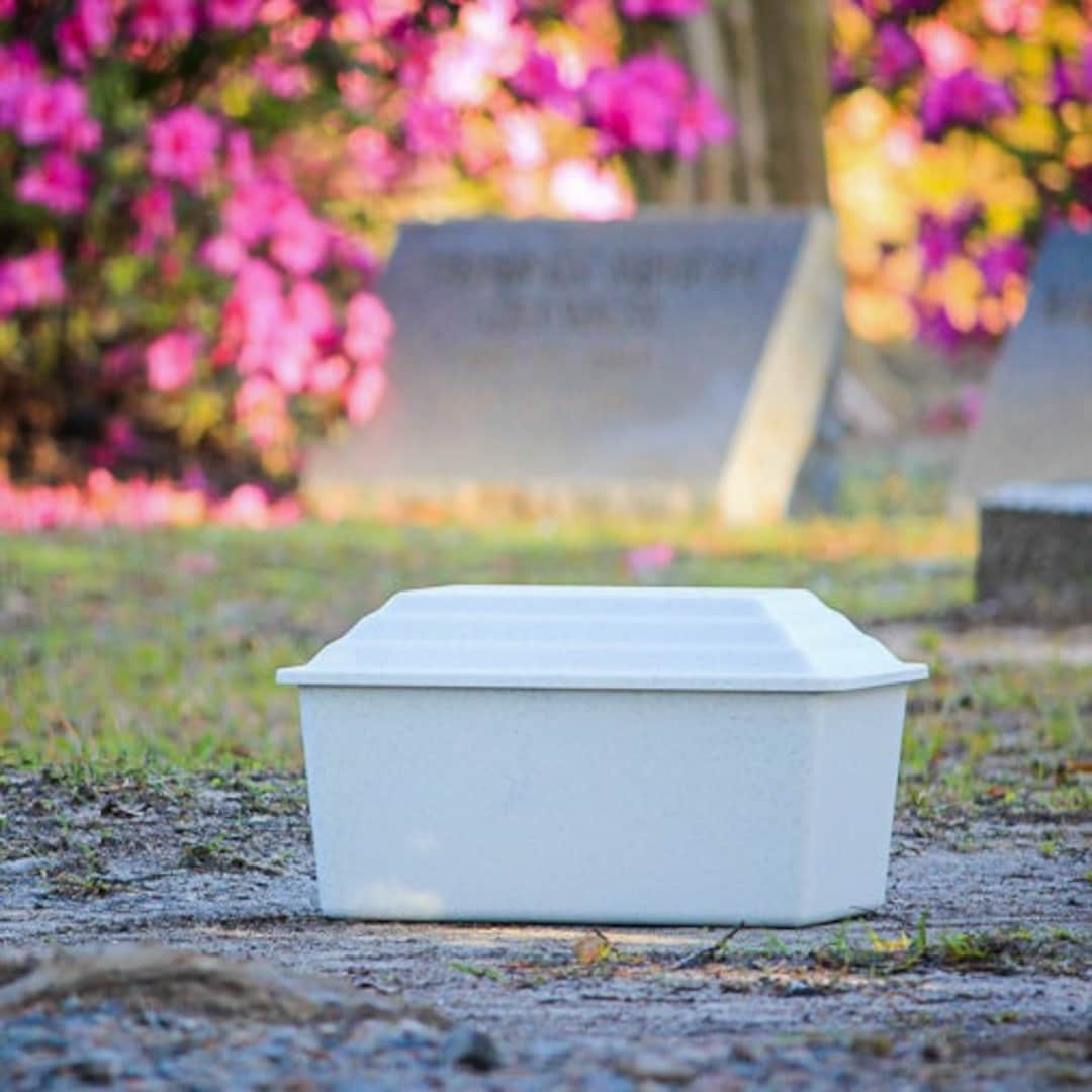 Granite Grey Urn Vault for Ground Burial, Holds One Adult Cremation Urn ...