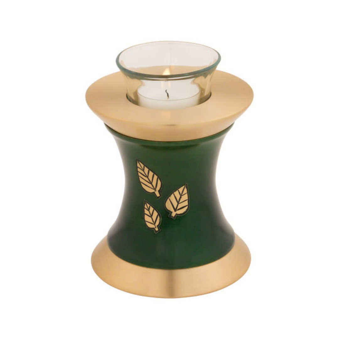 Strong Tree Tealight Cremation Urn for Ashes, Brass Memorial Candle Urn ...