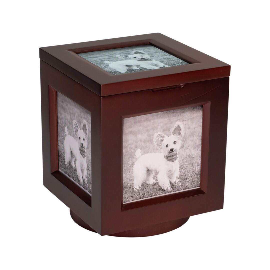 Rotating Photo Cube Pet Cremation Urn Large, Wood, Pet Urn, Dog Urn ...