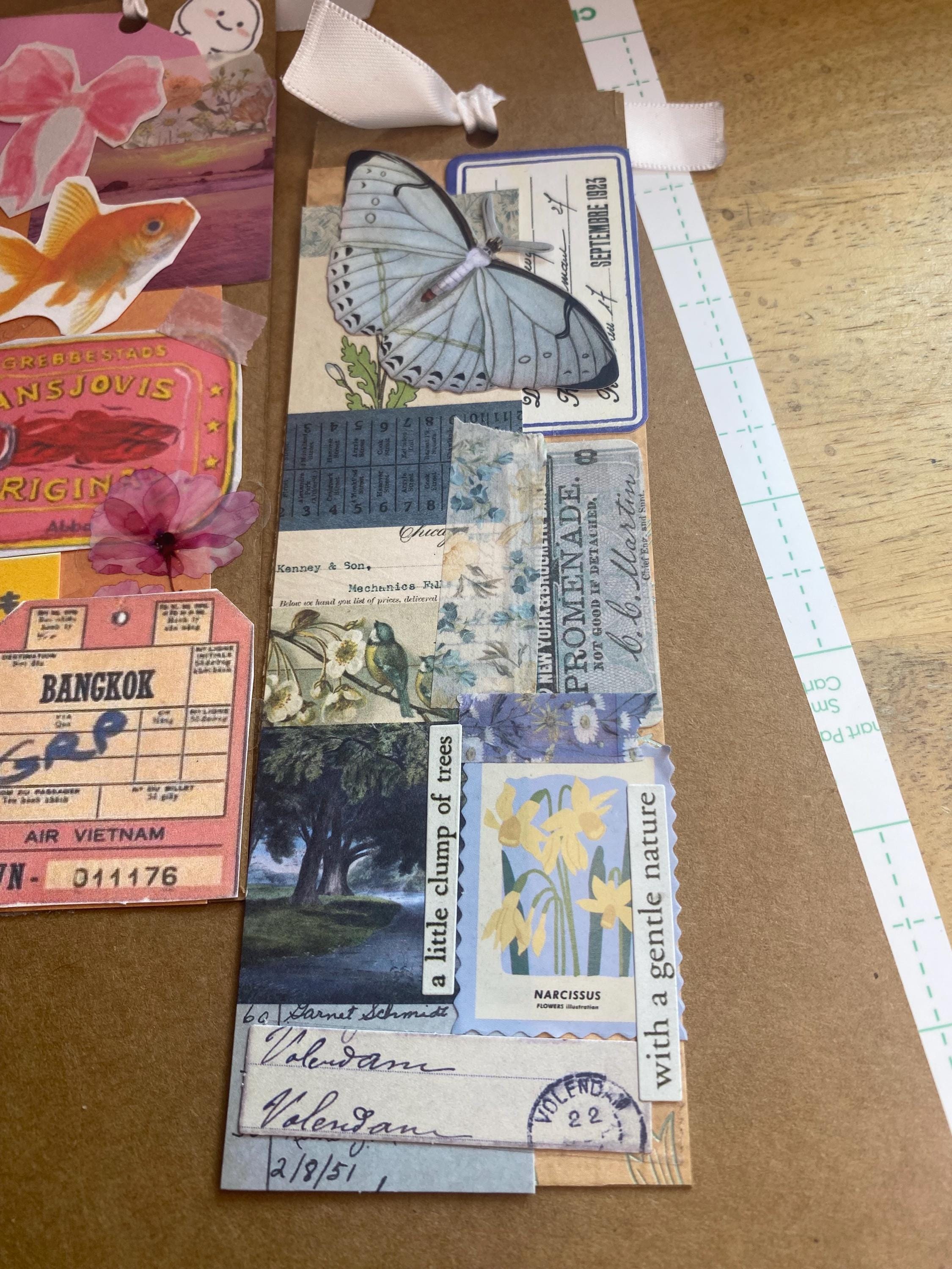 Handmade Collage Bookmarks: Paper Scrap Stationery - Etsy