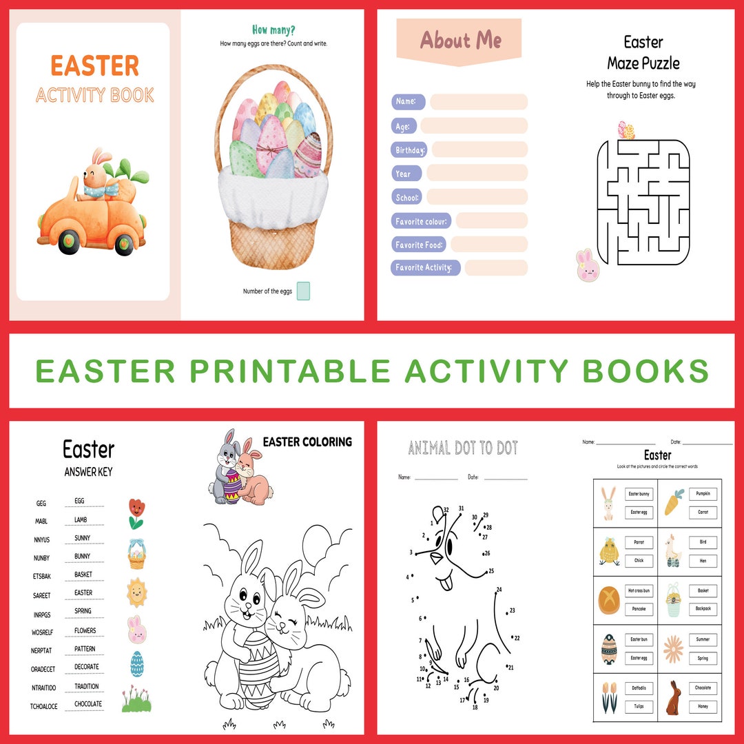 80 Printable Easter Easter Activity Book, Easter Kids Activity, Word ...