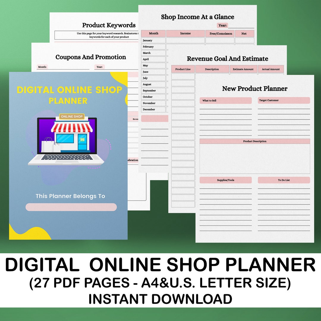 Digital Online Shop Planner Printable, Finance Tracker, Finance Planner ...