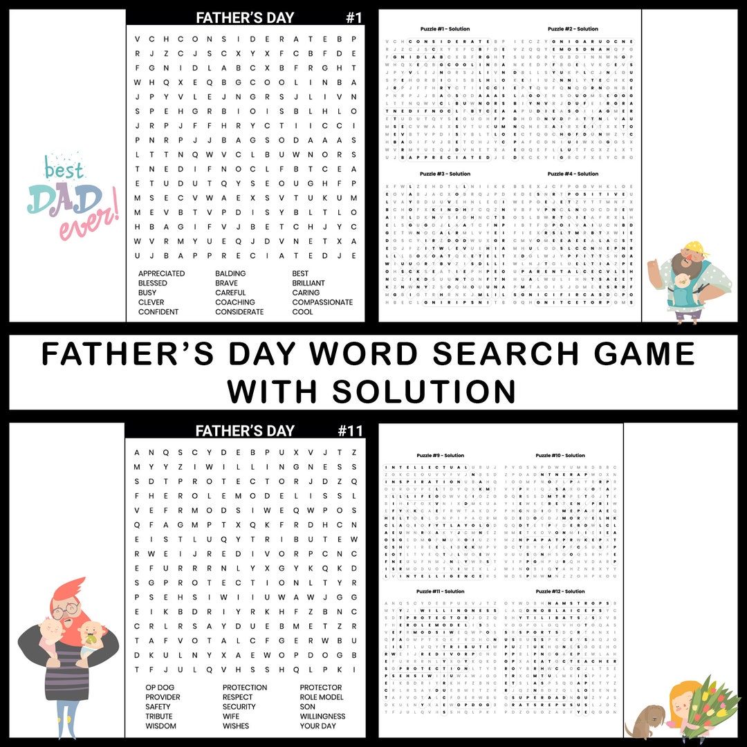 Father's Day Word Search Printable Father's Day Games for Kids and ...