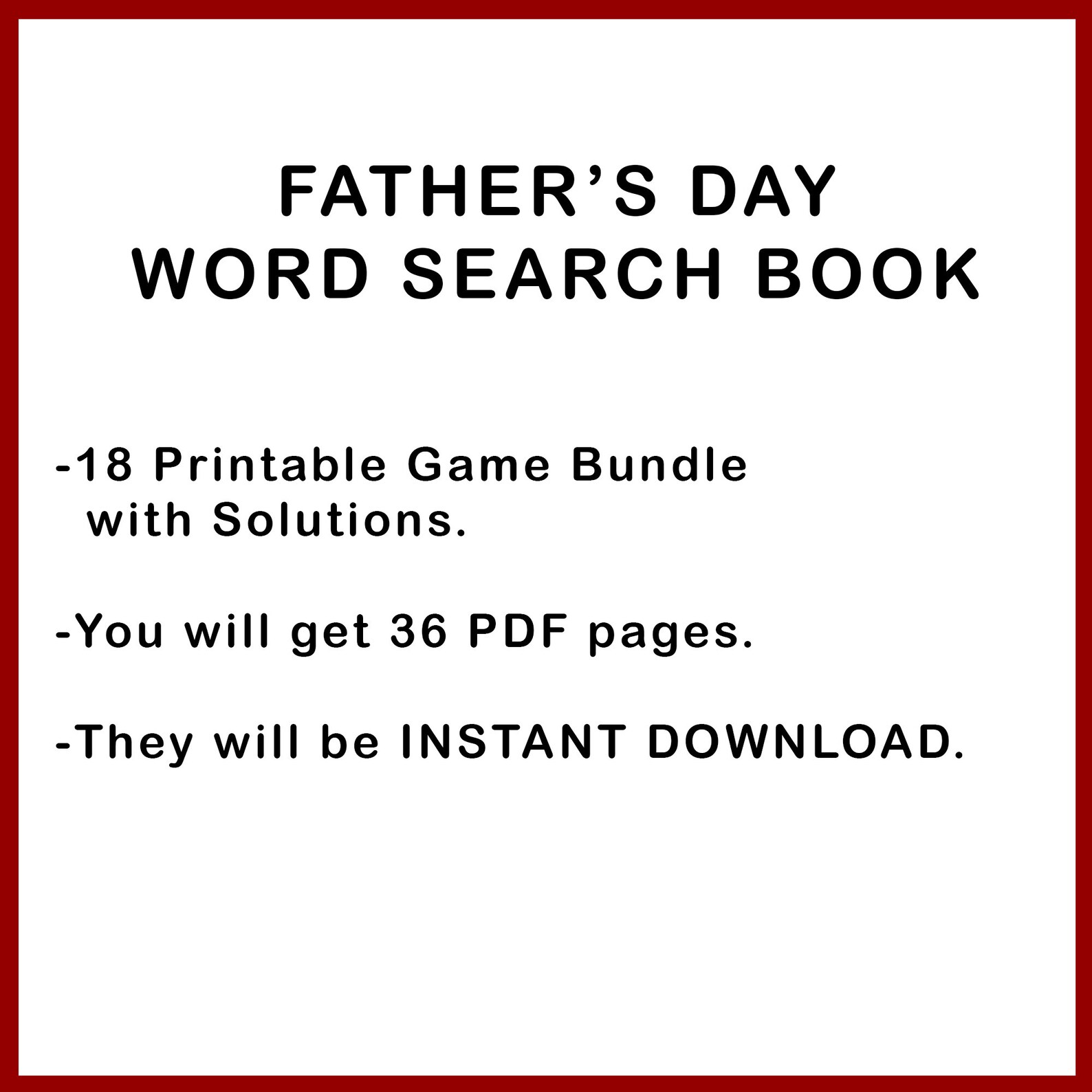 Father's Day Word Search Printable Father's Day Games for Kids and ...