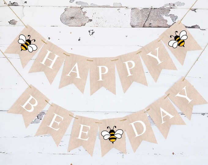 Printable HAPPY BEE DAY Banner for Bee Birthday Party. Honeycomb Bee ...