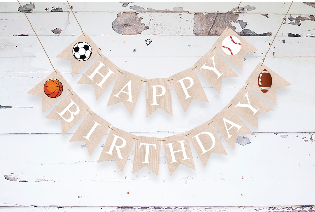 Sports Birthday Decor, Happy Birthday Banner, Sport Birthday Party ...