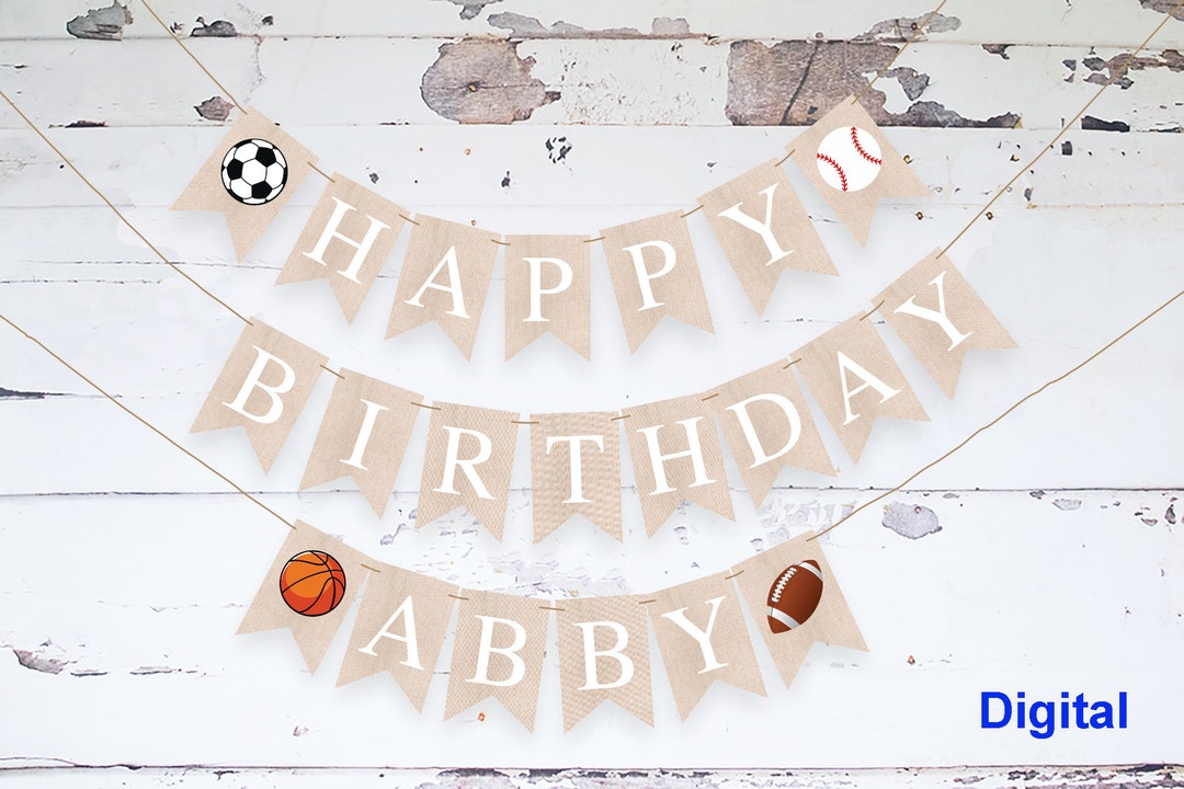 Sports Happy Birthday Personalized Banner, Baseball Party Decoration ...