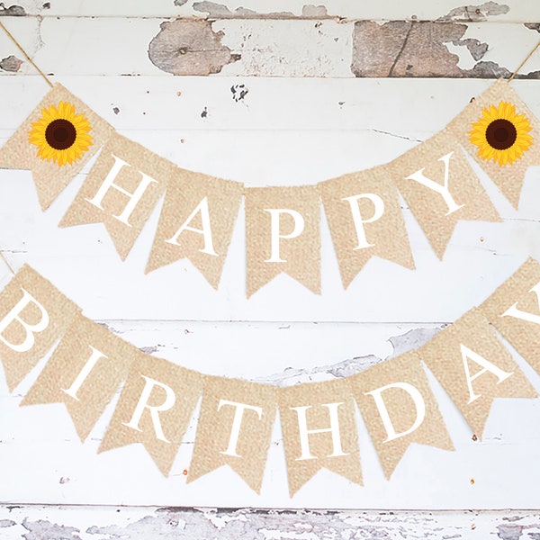 Printable Sunflower Happy Birthday Banner - Etsy
