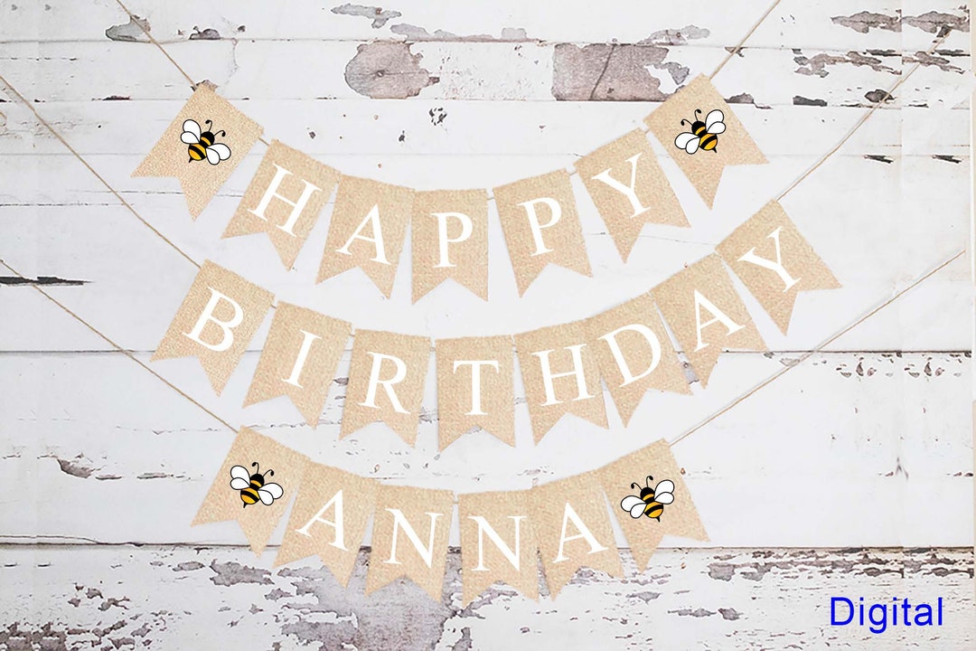Bumblebee Happy Birthday Personalized Banner, Bee Party Decorations ...
