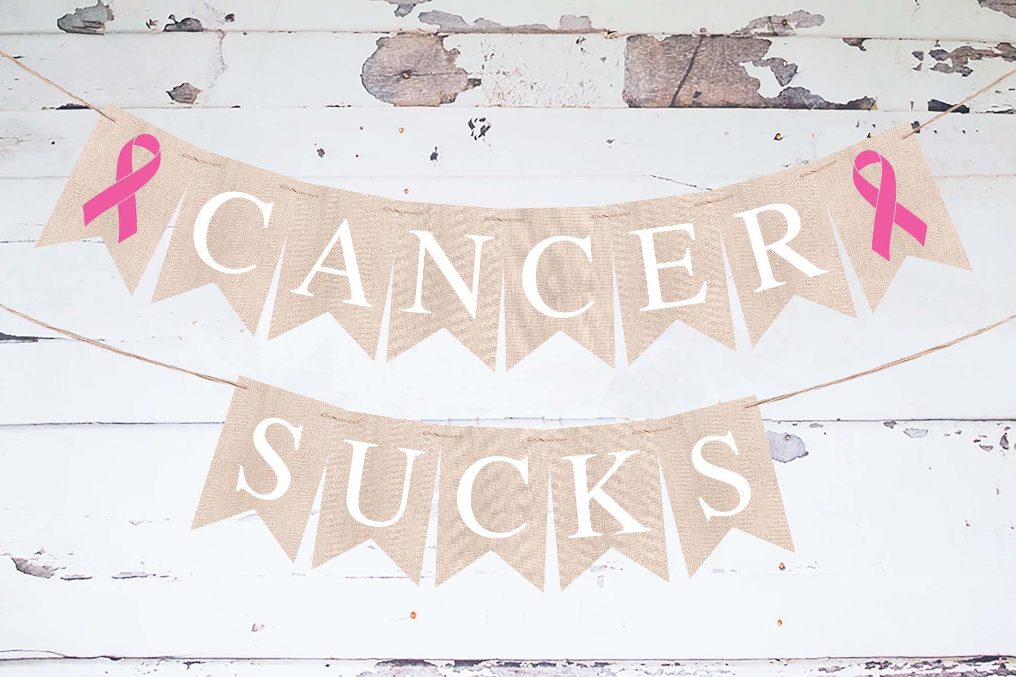 Cancer Sucks Banner, Pink Ribbon Sign, Digital Cancer Fighting Sign ...