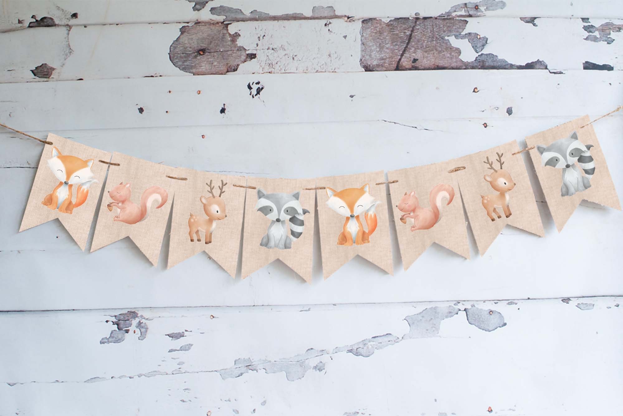 Woodland Animals Banner, Fox Banner, Squirrel Banner, Deer Banner ...