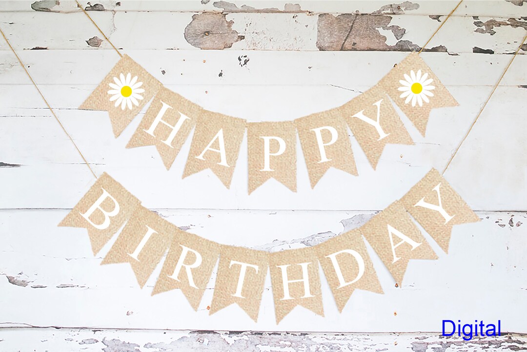 Daisy Happy Birthday Banner, Spring Flower or Summer Birthday Party ...