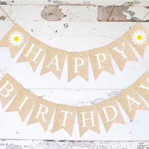 Daisy Happy Birthday Banner, Spring Flower or Summer Birthday Party ...